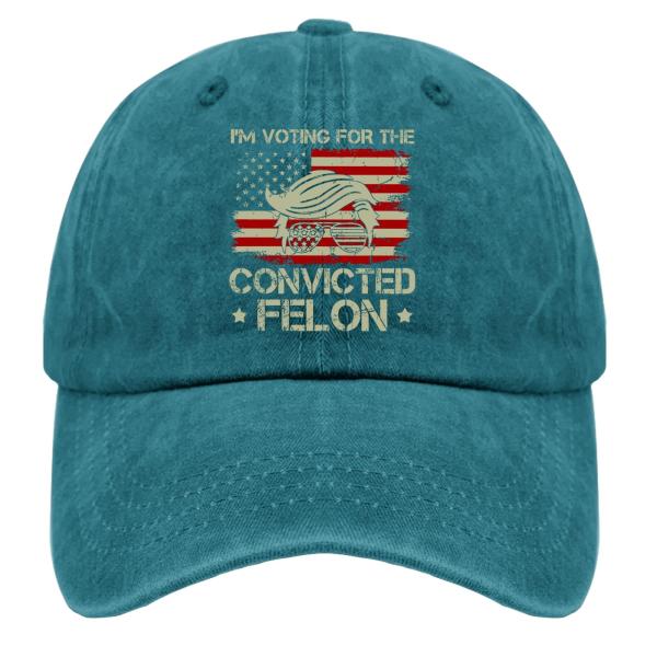 商品名:  Generic I'm Voting for The Convicted Felon Hats for Mens Baseball Caps Stylish Washed Ball Cap Adjustable Cyan Blu...