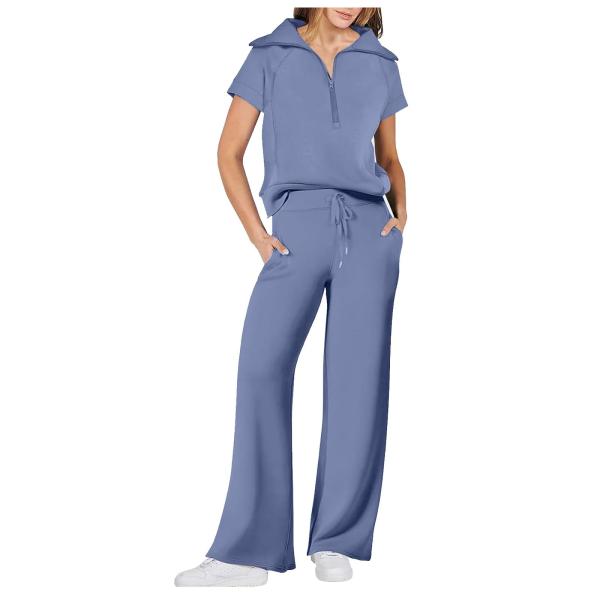 商品名:  Nisdediwo Workout Sets For Women Two Piece Summer Casual Half Zip Sweatsuit Lounge Sets Travel Sweat Pants Tracksu...