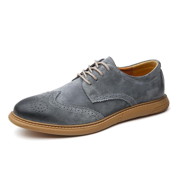 商品名:  ENJGU Men's Leather Brogue Low Heel Oxfords Fashion Classic Round-Toe Lace Up Wing Tips Carved Business Dress Derb...