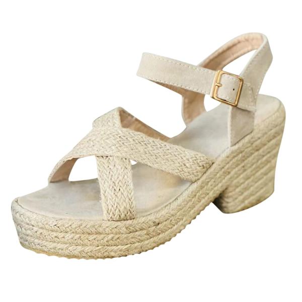 商品名:  Womens Sandals With Arch Support And Heel Braided Strap Sandals For Women Platform Sandals Chunky Heel Walking San...
