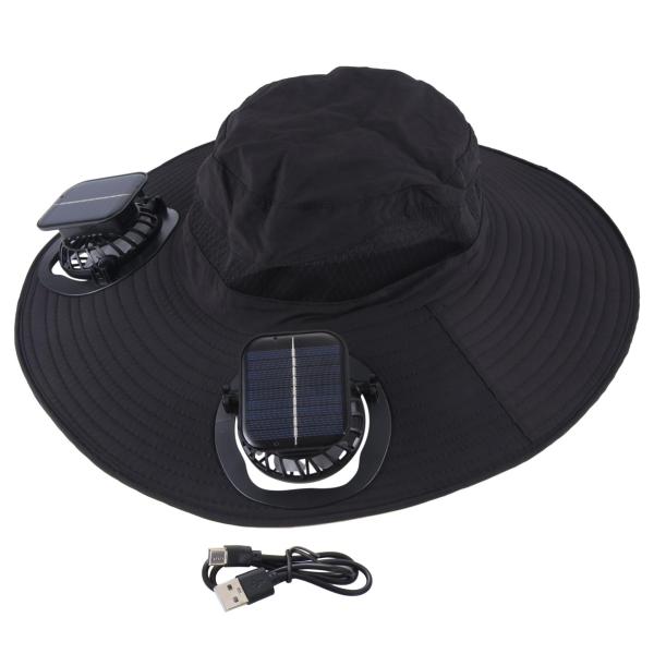 商品名:  YANHUNING Solar Fan Fisherman Hat Summer Outdoor Big Brim Sun Hat for Men and Women Solar Powered Rechargeable Lar...