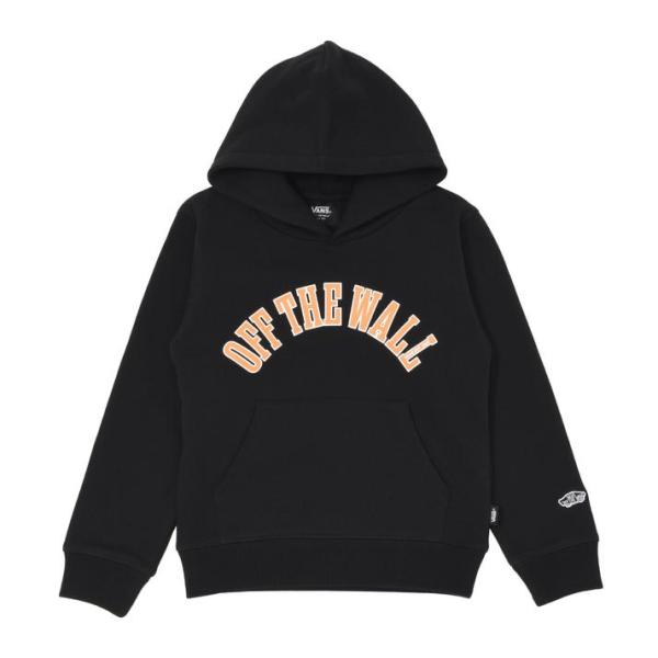 アーチを描いたグラフィックがフロントにプリントされたキッズ用のプルオーバーフーディ。左袖のワッペンがポイント。素材＝本体：綿80%／ポリエステル20%リブ部分：綿100%S＝着丈：40cm／身幅：33cm／肩幅：29cm／袖丈：35cmM＝...