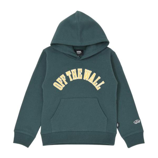 アーチを描いたグラフィックがフロントにプリントされたキッズ用のプルオーバーフーディ。左袖のワッペンがポイント。素材＝本体：綿80%／ポリエステル20%リブ部分：綿100%S＝着丈：40cm／身幅：33cm／肩幅：29cm／袖丈：35cmM＝...