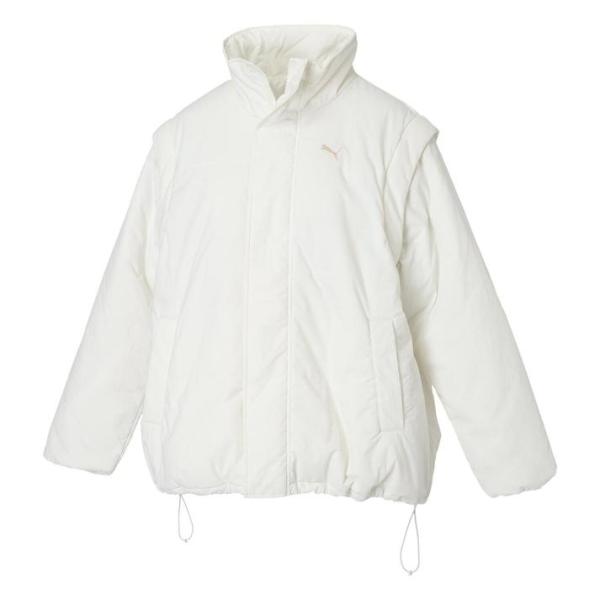 AUTUMNコレクションから、ナイロンタフタのウーブン素材を使用したパデッドジャケット。リラックスフィットで、袖を取り外してベストとしても着用できる２WAYデザインです。ヒップまでしっかり隠れる丈感で、裾の共紐を絞ることで丸みのあるシルエッ...