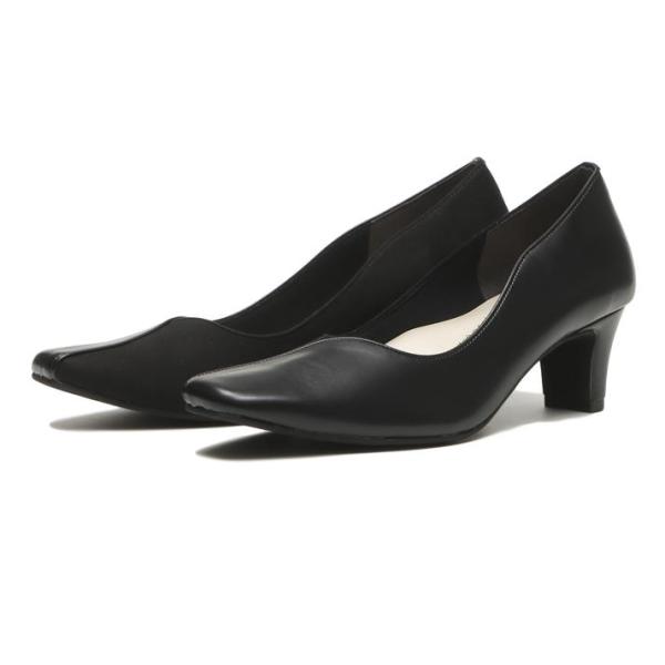 日本国内生産、神戸のメーカーが手掛ける、カッティングがきれいな、異素材コンビ使いの切り替えパンプスは、程よいアクセントで色んなお洋服にも合わせやすい１足に仕上げています。裏材には、抗菌防臭効果の有るウレタンを使用、ソックシートには、抗菌消臭...