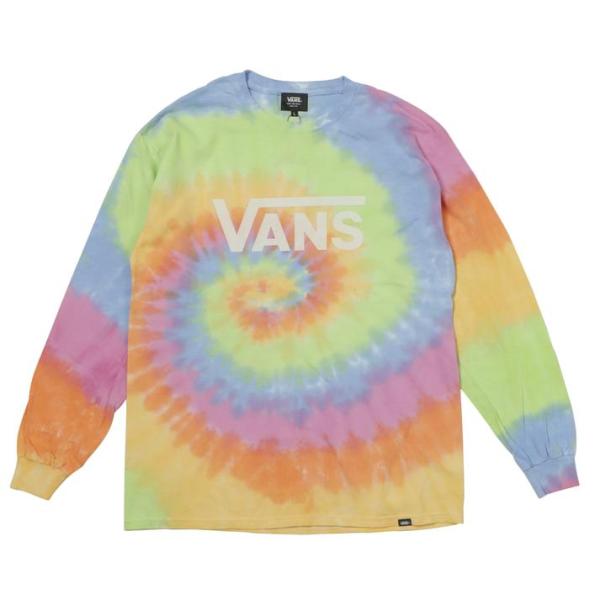 20/- オープンエンド糸天竺をタイダイ染めしたボディに胸に定番のFlying-Vロゴ、両袖にチェッカー柄をプリントしたL/S Tシャツボディに馴染む染み込み風プリントで、薄く下の柄が透けて見える仕様です。前身頃左裾にピスネーム。サイズ感は...