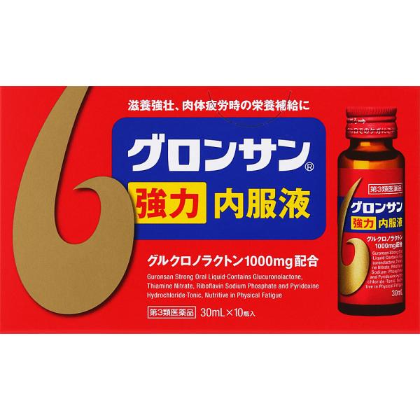 グロンサン強力内服液 30ml×10本+サンプル20本（合計30本）【特徴】グルクロノラクトン1000mgに4種類のビタミンを配合したドリンク剤滋養強壮、肉体疲労時の栄養補給に※リニューアル後のパッケージで発送する場合がございますが、成分等...