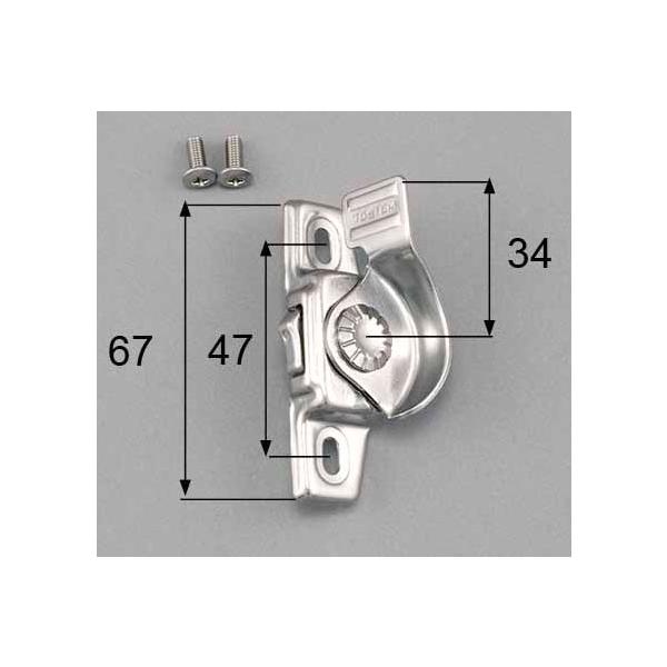部品名 : クレセント（右用）品種 : 台座寸法[66〜67]商品コード : R1Y61色 : シルバー内容物 : 本体×１、取付ネジセット×１備考 : 寸法：取付ネジ穴ピッチ47ミリ、材質：金属製、表示：TP63商品名 発売時期：太陽80...