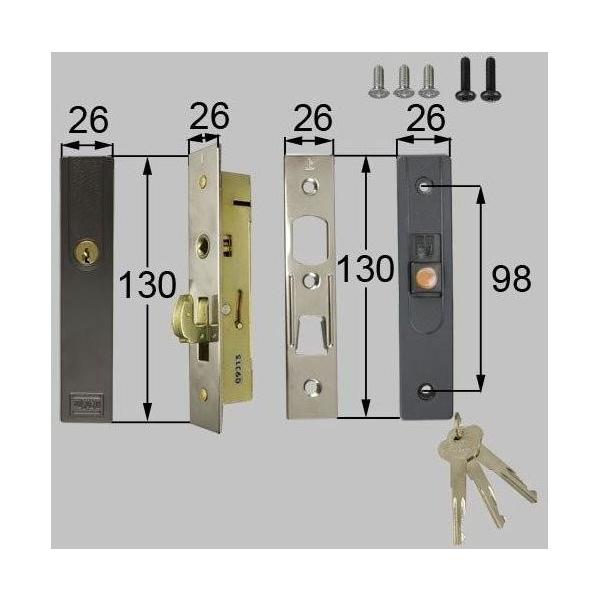 商品部品コード：ATAB910部品名称 店舗引戸内外錠セット内容　錠セット×１、キー×３、取付ネジセット×１色 : ブロンズ商品名 発売時期：店舗引戸90.9〜