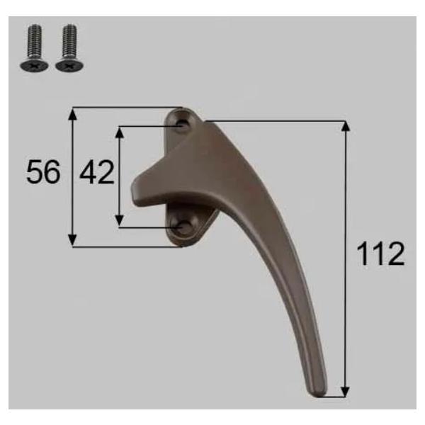 部品名 :カムラッチハンドル（右用）商品コード : FNMB045色 :ブロンズ内容物 : 本体×１、取付ネジセット×１商品名 発売時期：ＮＣＶゼファー縦辷り86.05〜93.10※逆勝手は　FNMB046　になります