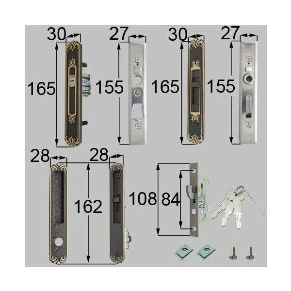 部品名 : 引手・召合せ内外錠セット商品コード : L1Y43色 : ブロンズ内容物 : 内容物 : 召合せ錠セット×1、引手錠セット×1、はさみナット×2、取付ネジセット×1、セットピン×1,キー×3、取扱説明書×1備考：光悦85/9〜、...