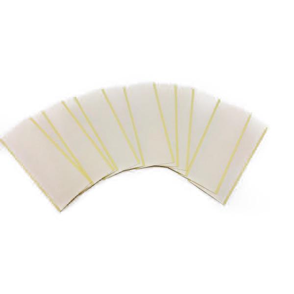 寸法：2.5cm x 7.5cm 粘着力　　　：★☆☆☆☆扱い　　　　：★★★★★肌のやさしさ：★★★★★粘着持続度　：１から2日のデイリー使用　●テープ貼り付け可能場所シリコンPU、ウレタン：◎レース　　　　　　　：×髪の毛　　　　　　　...