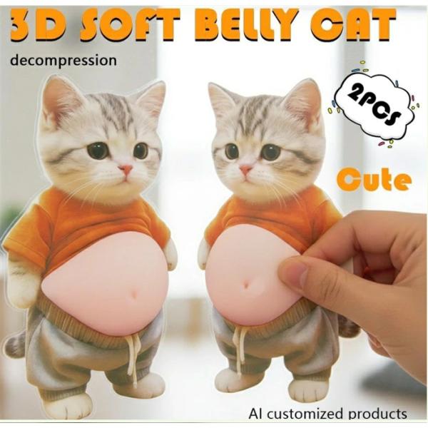 【3D 柔らかい触感 × ぷにぷく動作】デブ猫の愛らしいデザインに 3D 立体構造を採用し、マシュマロのようなふわふわ、もちもちの柔らかさを実現しております。お腹の部分を押すとぷくぷくと可愛く動き、指先で触れるたびに治愈感を感じられ、ストレ...
