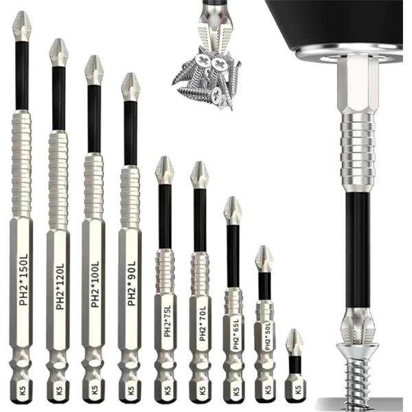多サイズ対応で幅広い用途 9種類のサイズのプラスドライバービットセット。家具組み立て、DIY、家庭用修理に最適高硬度K5鋼採用で耐久性抜群 高品質K5鋼を使用し、耐久性と耐摩耗性に優れ、長期間使用可能。プロの作業にも対応強力磁性で作業効率U...