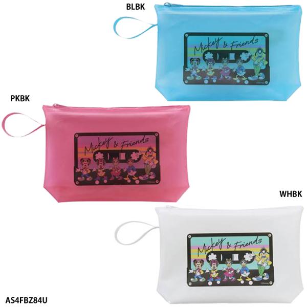 DISNEYデザインモデルのプルーフバッグ。濡れた水着やタオルをそのまま収納可能なバッグです。”ミッキー”　と仲間たちがレトロポップに表現されたデザインです。コンパクトな台形型に合わせて、カセットテープのようにも見えるデザインがポイントです...