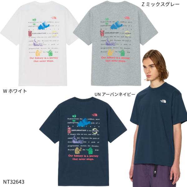 アウトドアを楽しむTHE NORTH FACEのマインドをグラフィックとメッセージで表現した半袖Ｔシャツ。●自然風景や動植物、アウトドアのギアのイラストとメッセージを交えたグラフィックを背面に配置・速乾性のあるポリエステルと風合いのよいコッ...