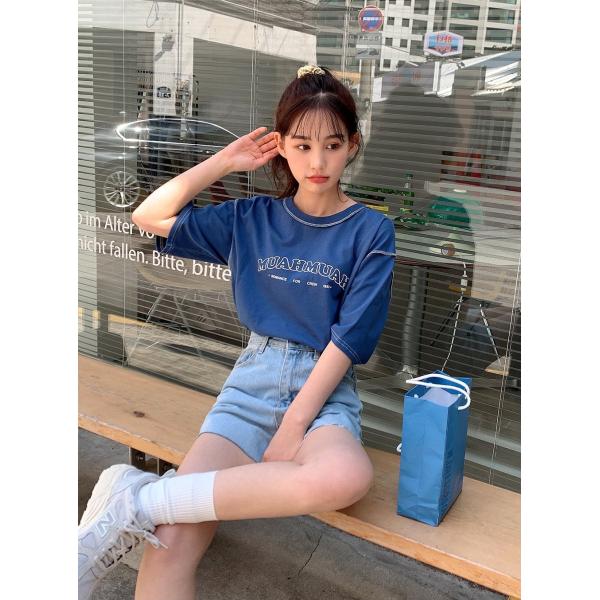 【発売日：2023年04月25日】muah muah ムーアムーア STITCH LINE OVERFIT HALF T-SHIRT  韓国ブランド正規商品 ステッチラインオーバーフィット半袖Tシャツ　ネコポスにて常時送料無料。韓国ブランド...