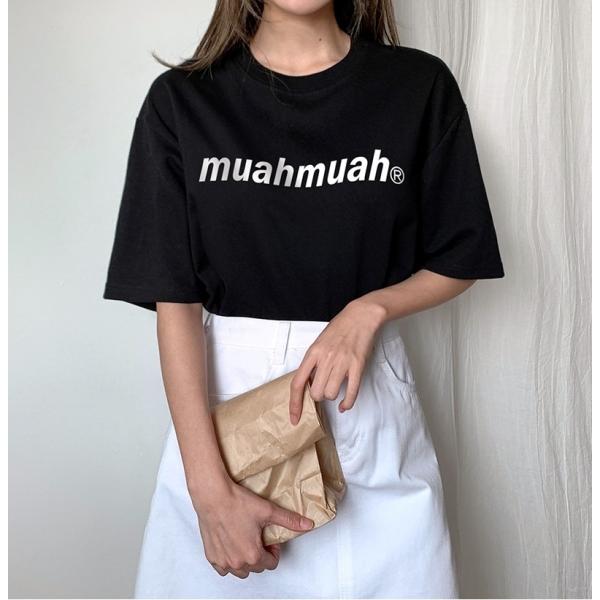 【発売日：2022年04月17日】【翌日発送】muah muah ムーアムーア LOWER PRINTING HALF T-SHIRT 韓国ブランド正規商品 MUAH ROGO半袖Tシャツ 　送料無料：ネコポスにてmuahmuahからオーバ...
