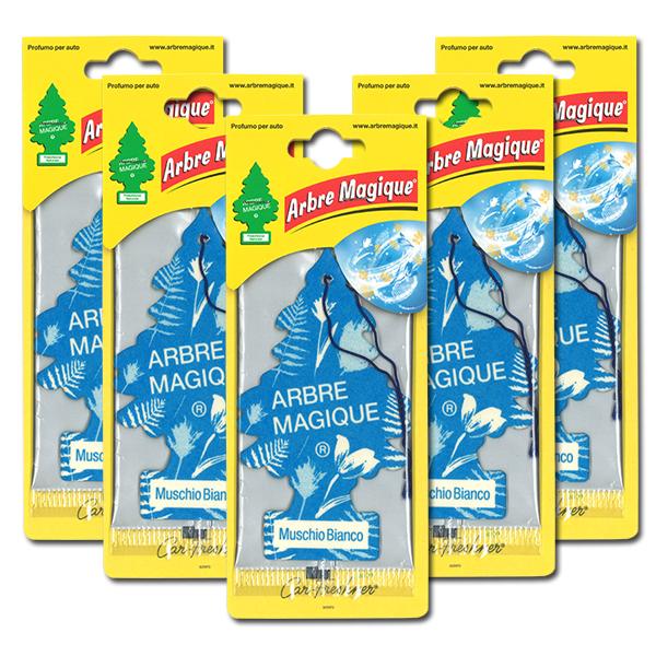 ■ ARBRE MAGIQUE （Muschio Bianco） 5枚セット ■エアフレッシュナーの定番、Little Trees（ リトルツリー ）のイタリア版です日本では入手困難な「ARBRE MAGIQUE（ アルブレマギーク ）」ア...