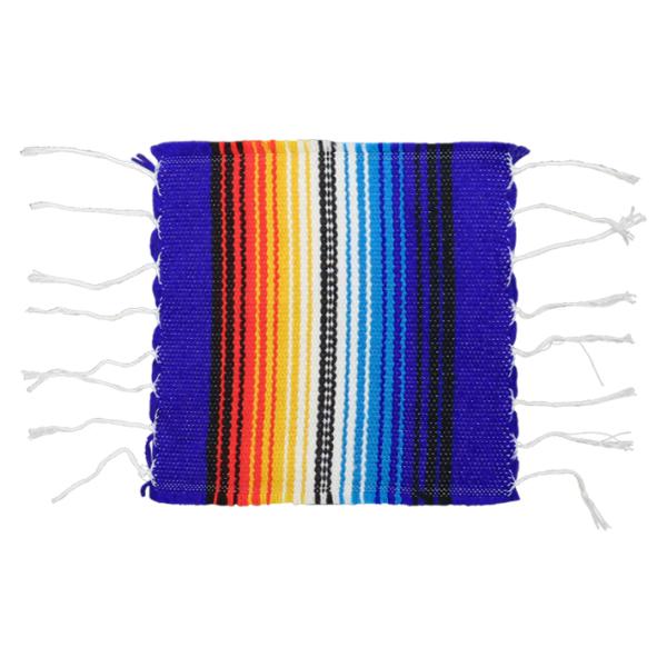 ■ Elpaso Serape Coasters (Blue) ■オシャレなサラペ柄コースターです！メキシコの伝統的な織物、サラペのビタミンカラーで一気に食卓が華やかに！キャンプにもピッタリのデザインですね。柔らかく優しい手触り！普通のコー...