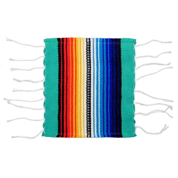 ■ Elpaso Serape Coasters (Green) ■オシャレなサラペ柄コースターです！メキシコの伝統的な織物、サラペのビタミンカラーで一気に食卓が華やかに！キャンプにもピッタリのデザインですね。柔らかく優しい手触り！普通のコ...