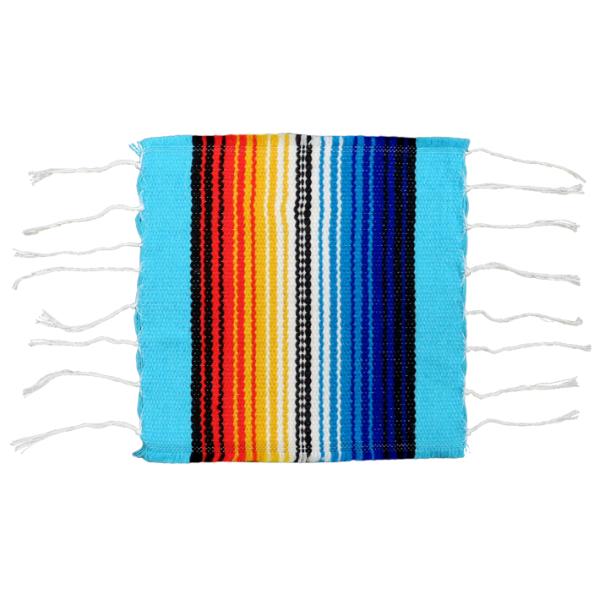 ■ Elpaso Serape Coasters (Turquoise) ■オシャレなサラペ柄コースターです！メキシコの伝統的な織物、サラペのビタミンカラーで一気に食卓が華やかに！キャンプにもピッタリのデザインですね。柔らかく優しい手触り！...