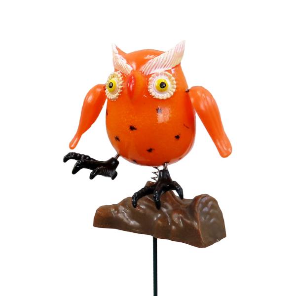 ■ Yard Stake Owl With Spring Wings and Feet (Orange) ■可愛らしいフクロウのガーデンピックです。体、羽、足がバネで固定されているため、風が吹いたらプルプルと震えます。プランターや花壇に設置...
