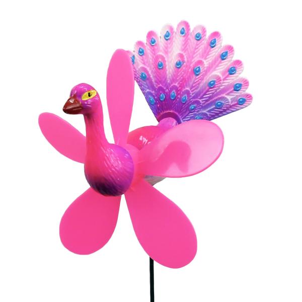 ■ Yard Stake PEACOCK WITH PINWHEEL (Pink) ■鮮やかなカラーのクジャクのガーデンピックです。風車が付いていて、風が吹くとクルクルと回ります。プランターや花壇に設置して、玄関周りやお庭を楽しく飾りつけ。...
