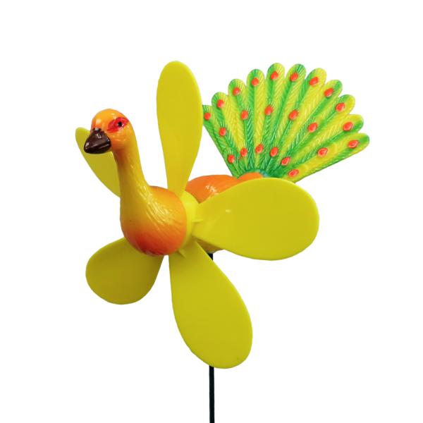 ■ Yard Stake PEACOCK WITH PINWHEEL (Yellow) ■鮮やかなカラーのクジャクのガーデンピックです。風車が付いていて、風が吹くとクルクルと回ります。プランターや花壇に設置して、玄関周りやお庭を楽しく飾りつ...