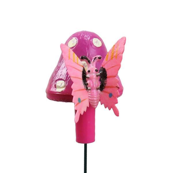 ■ Yard Stake Mushroom with Butterfly (Purple) ■蝶が乗ったキノコのガーデンピックです。ファンタジーの世界のようなカラフルなキノコがかわいいです。蝶はバネで固定されていて、羽がプルプルと動きます。...