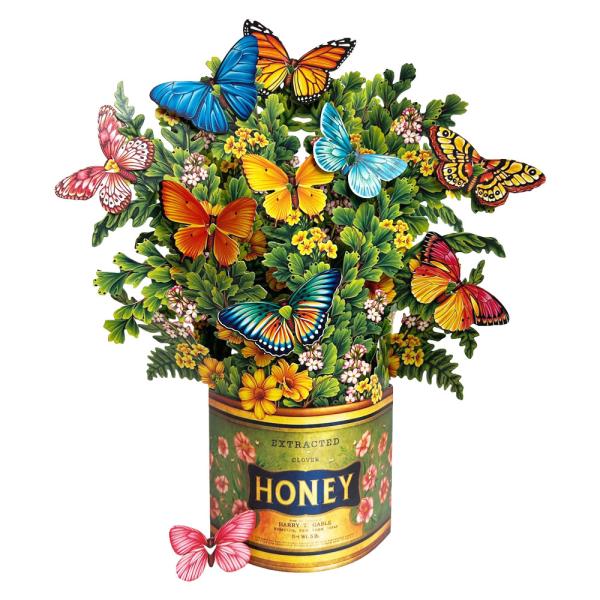 ■ Fresh-cut Paper POP-UP Flower Bouquet（BUTTERFLIES &amp; BUTTERCUPS）■特別な日に枯れないお花のプレゼント。カラフルなブーケのグリーティングカードです。紙製ですが、膨らませ...