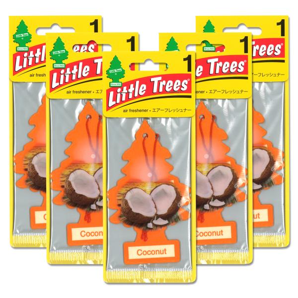 ■ Little Trees (Coconut) 5枚セット ■世界中で大人気！！エアフレッシュナーの定番、Little Trees（リトルツリー）☆人気のひみつ (1)　種類が豊富！！ 選べる香り約40種類以上！色んな香りに挑戦するのもい...