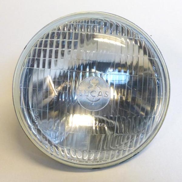 ルーカス ７ヘッドランプ NEW OLD STOCK ／ 左側通行用当時物のルーカス松明ヘッドランプレンズにLUCASのロゴ入り新品未使用のデットストック品ですサイズ：７インチバルブタイプ：BPFガラスレンズ車検対応品Right Hand ...