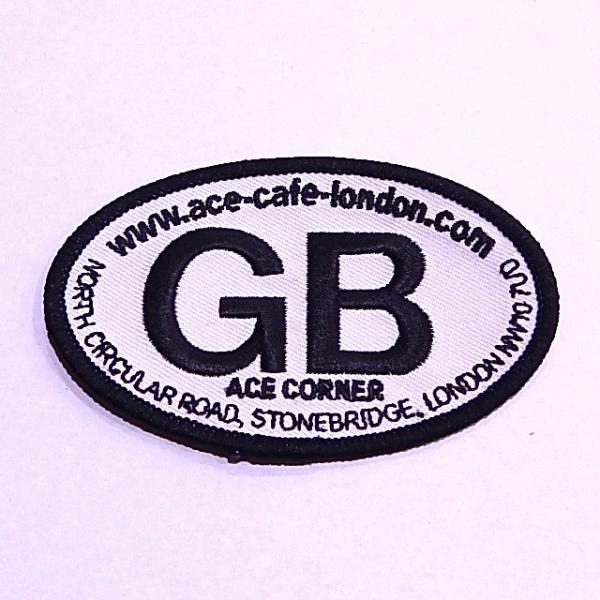 GB ACE CAFEクロスバッジタテ57mmヨコ87mm裏面にアイロンのりが付いておりません。貼り付けには加工が必要です。