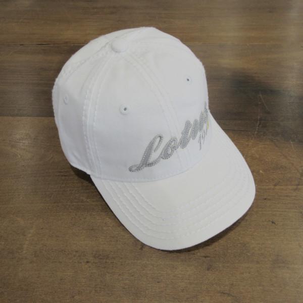LOTUS 1948　VINTAGEキッズキャップ ホワイト子供用前面LOTUS 1948刺繍とグレー生地にてステッチキャップの頭部内回り調整ベルト最短で520mm後ろのベルト（マジックファスナー）でサイズ調整ができますデットストック品なの...