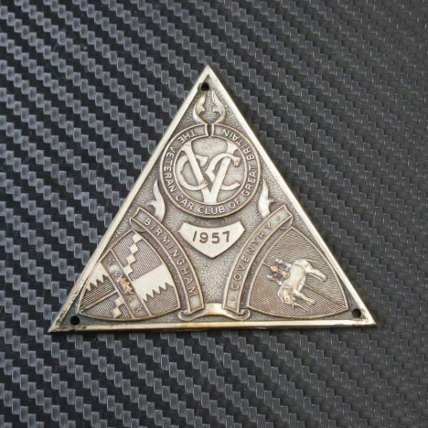 THE VETERAN CAR CLUB OF GREAT BRITAIN 1957 BIRMINGHAM COVENTRY バッジビンテージのカーバッジですVCCロゴやバーミンガム、コベントリーの紋章の作りが美しい逸品ですサイズ（mm）：...