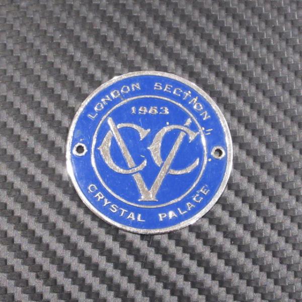 THE VETERAN CAR CLUB V.C.C 1963 LONDON SECTION CRYSTAL PALACE カーバッジ ベテランカークラブ 1963 ロンドンセクション クリスタルパレス カーバッジデットストック品ですサイズ...