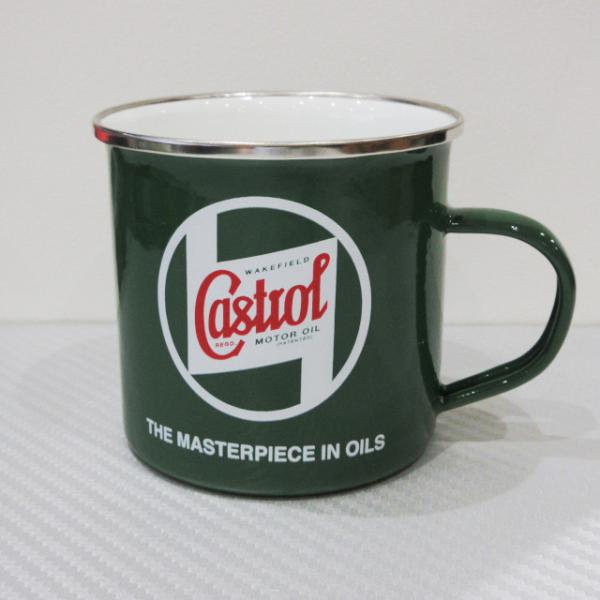 カストロールロゴ　ホーローマグカップCASTROL MUGCastrol wakefield motor oilTHE MASTERPIECE IN OIL両面、同絵柄サイズ(mm)径98.0*92.0094.379