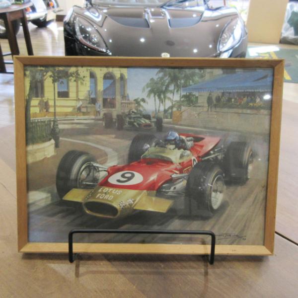 ロータス LOTUS モナコ LOTUS49B #9 1968著　MICHAEL TURNER マイケル・ターナー経年により色あせあり。額縁付きサイズ:220mm*300mm総重量：620ｇ