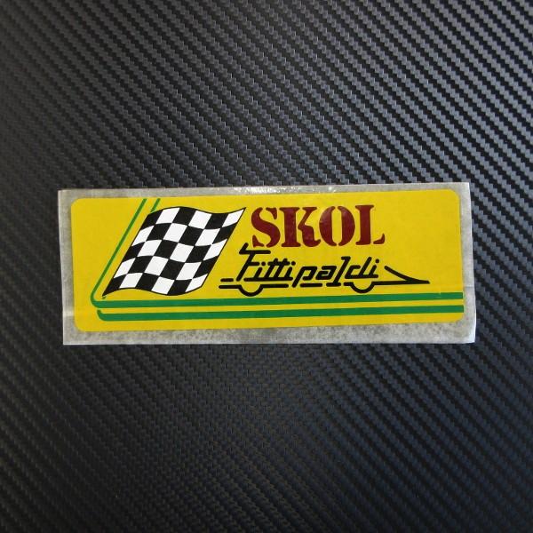 【Peter Warrコレクション】貴重な当時物の希少ステッカーSKOL Fittipaldiスコール フィッティーパルディー　チェッカーフラッグサイズ(mm):70*190外張り用ステッカー経年により多少の汚れ、縮み等ございますご了承ください