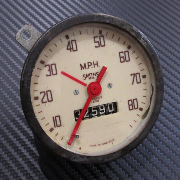 スミス スピードメーター 機械式SMITHS Speedometer径（ｍｍ）：約85英国製全体的に傷み有り動作確認済み
