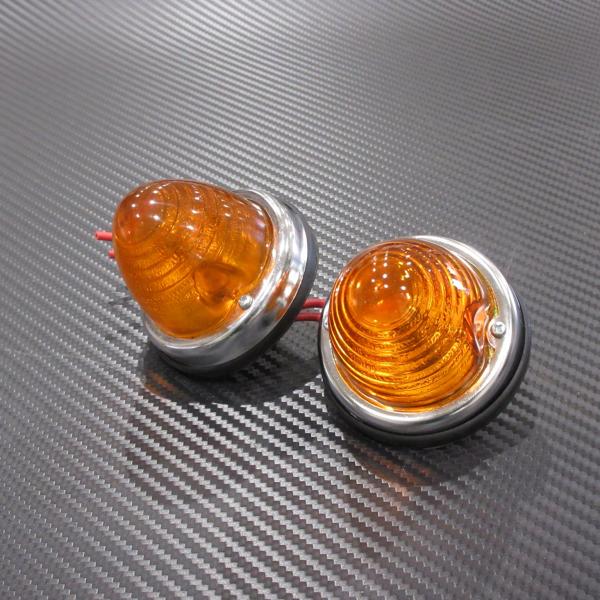 ウィンカーレンズ アンバー ASSY 2個セットガラスのアンバーレンズウインカーASSYですメーカーなど詳細は不明ですが、日本製と思われます（外箱にはKENS LAMP made in japanと記載されています）サイズ（mm）・レンズ：...