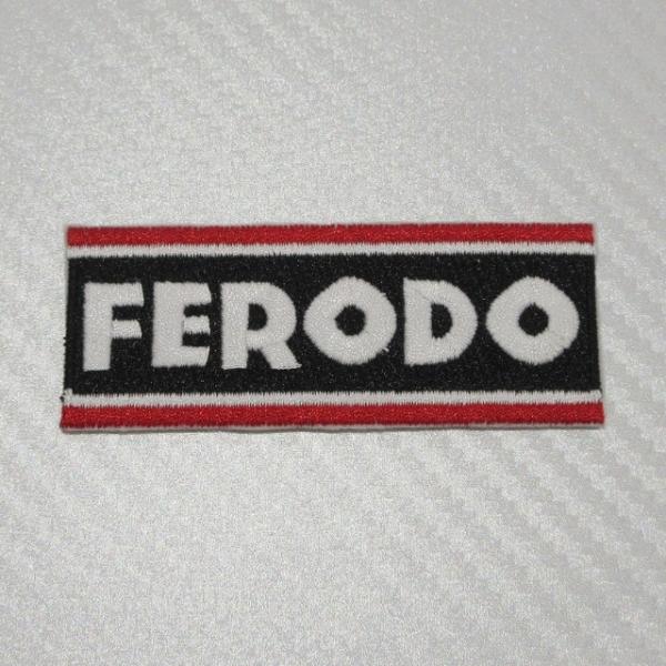 フェロード クロスバッジFERODO Cloth Badgeサイズ（ｍｍ）：34*87カラーはブラックベースに文字がホワイト上下に赤い縁取りがありますC/B-45