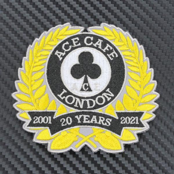 エースカフェ ロンドン グランドリニューアル20周年 クロスバッジ 2001-2021ACE CAFE LONDON Grand Reopening 20th Anniversary Cloth Patch英国エースカフェロンドン仕入品裏面...