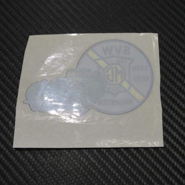 MG カークラブ 内貼りステッカー SVW REGISTER MG CARCLUB STICKERサイズ（ｍｍ）タテ75*ヨコ120SVW MG car clubREGISTER1936-193925