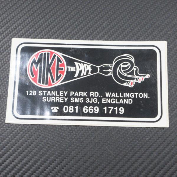 MIKE THE PIPE ディーラー 表貼りステッカーサイズ(mm):94*168表貼りステッカーMIKE THE PIPE128 stanley park RD,wallingtonsurrey sm5 3jg,england経年により...