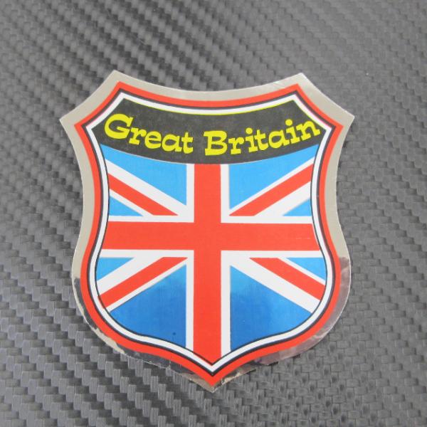 GreatBritain シールド形 シルバー光沢あり 表貼りステッカーEngland stickerサイズ(mm):タテ96*ヨコ88外貼り用SAMPSON'S METALLIC CAR STICKER SOUVENIR※ネコポス対応商品