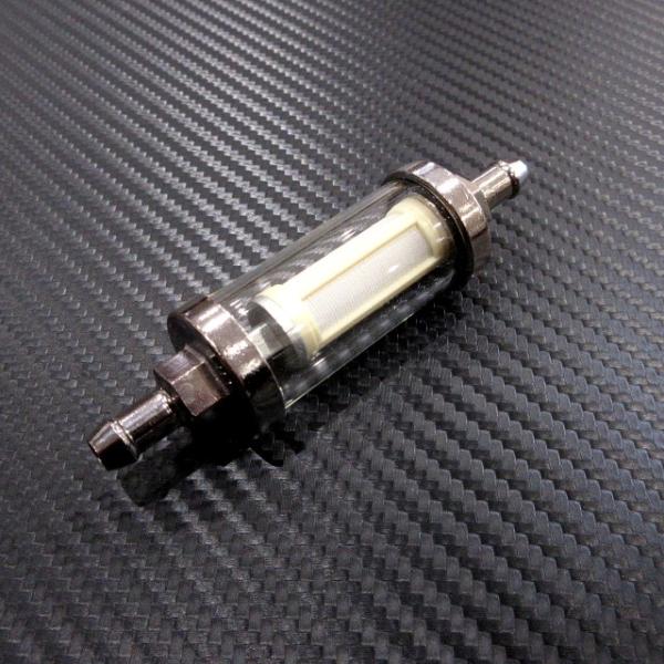 インライン フューエル フィルター ガラスタイプ　8mmホース用ホースの途中に簡単に取り付けられるインラインのフューエルフィルター5/16インチ8mmホースに対応サイズホース差し込み口径：5/16インチ(7.94mm)ガラス管部サイズ：縦6...