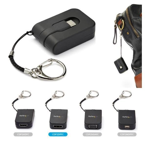 USB-C-DisplayPortポータブルアダプタ。USB Type-Cノートパソコンその他デバイスを4K対応のDisplayPortモニタ/ディスプレイに接続します。着脱式のキーホルダーリングでノートパソコンやプロジェクタのバッグに簡単...