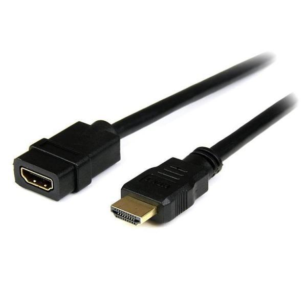 HDMIR延長ケーブル(2m)。HDMI 19ピン オスコネクタとHDMI 19ピンメスコネクタがついており、HDMI対応機器間を2mの距離で接続します。この高品質HDMIケーブルは最大120 Hzのリフレッシュレートで1080 p以上の解...